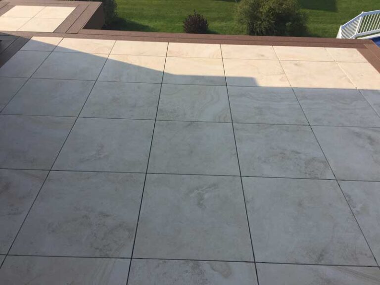 Replaced Wood Deck with Porcelain Stone Deck With Composite Border ...