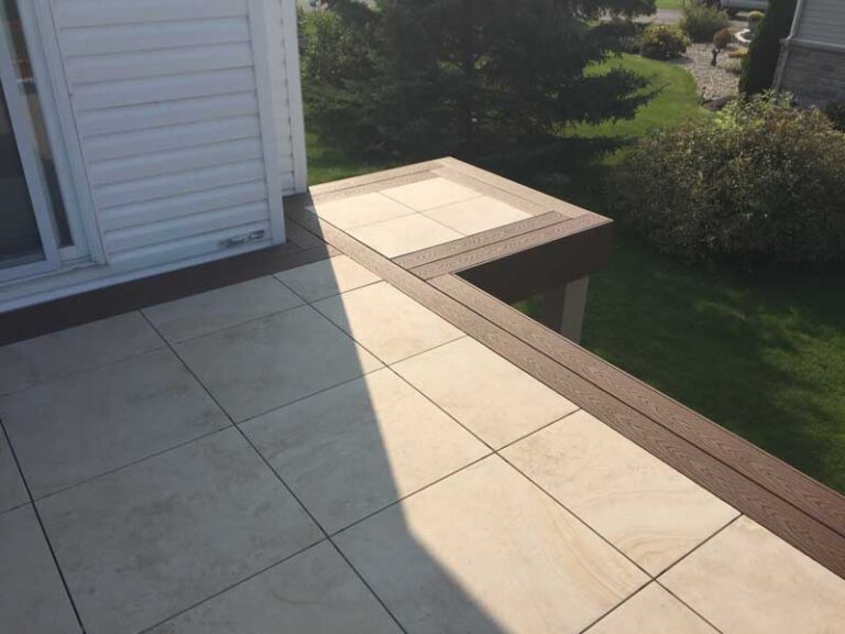 Replaced Wood Deck with Porcelain Stone Deck With Composite Border ...
