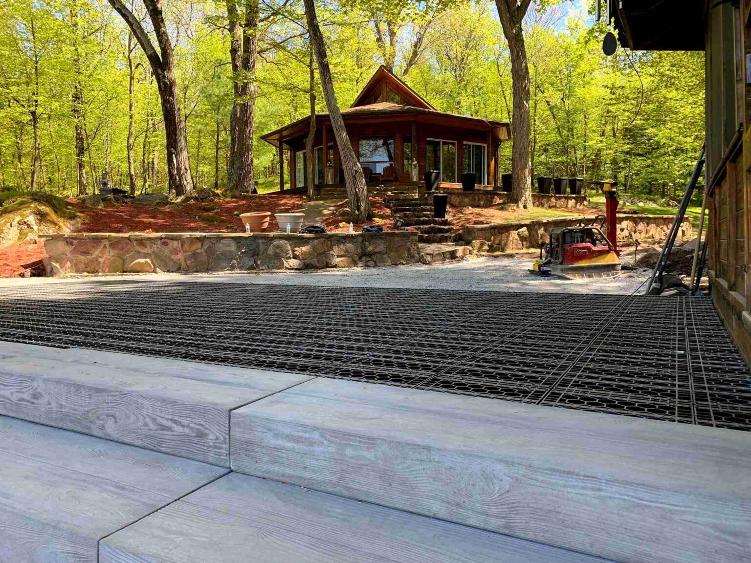 Lakeside Deck with Wood Grain Concrete Pavers - StoneDeks
